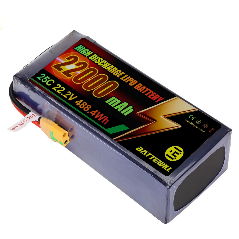 22000mAh Lipo Battery High Capacity 25C 6S Lithium Ion Drone Battery ...